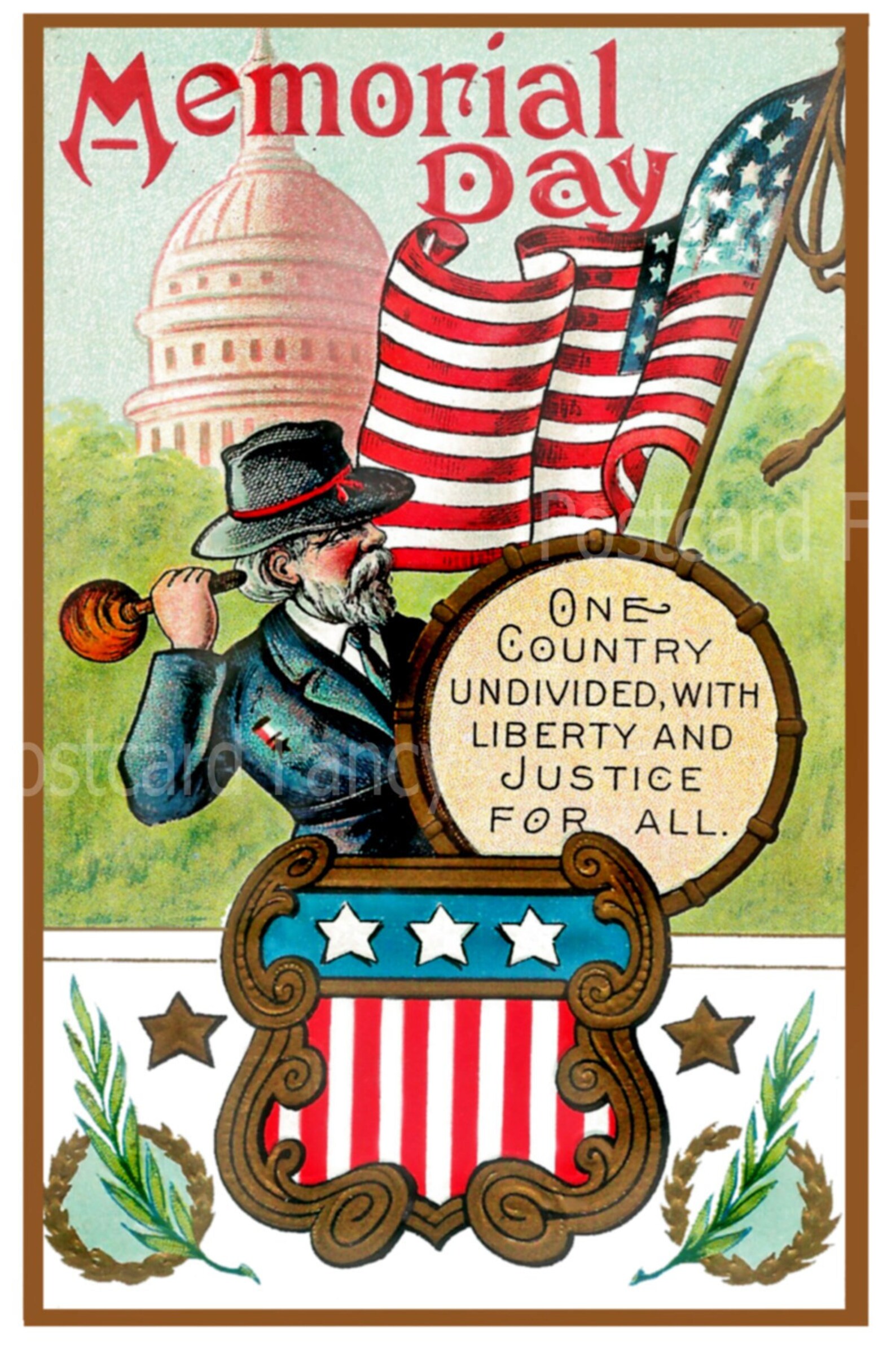 MEMORIAL DAY Vintage Postcard, Instant Digital Download - Etsy