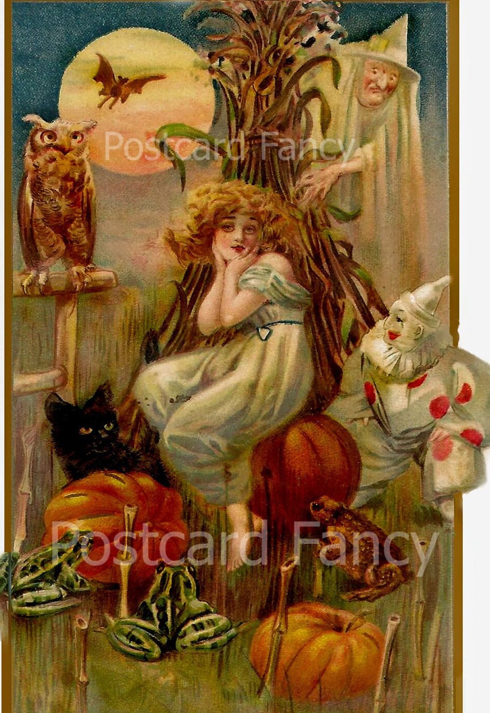 Spooky HALLOWEEN Nightmare, Schmucker Postcard, Instant DIGITAL ...