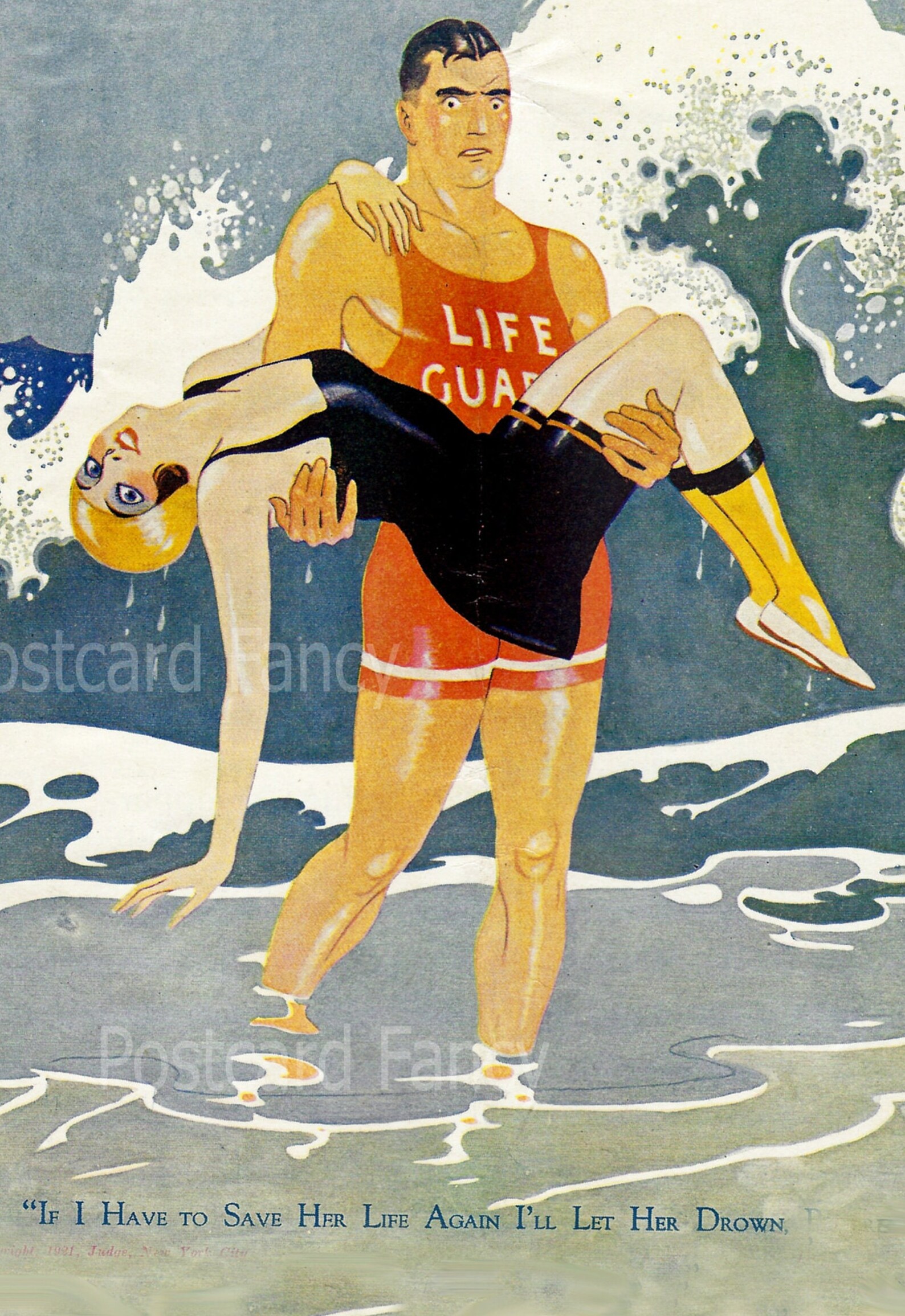 Lifeguard Saves Bathing Beauty, Instant DIGITAL Download, Art Deco ...