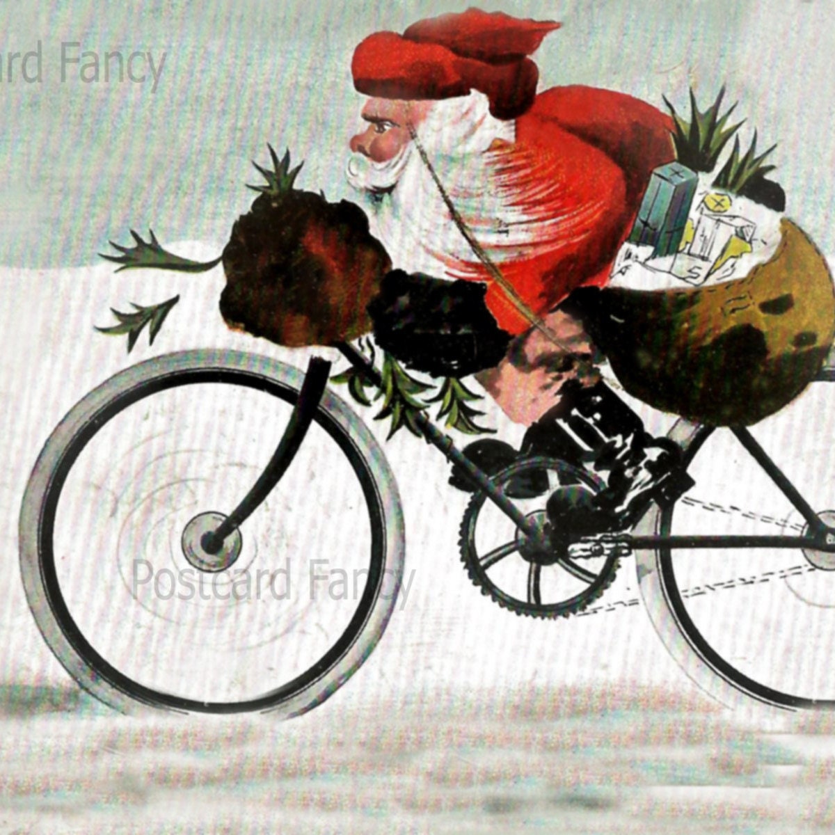 SPEEDY Santa Claus on His Bicycle, Instant DIGITAL DOWNLOAD, Vintage - Etsy