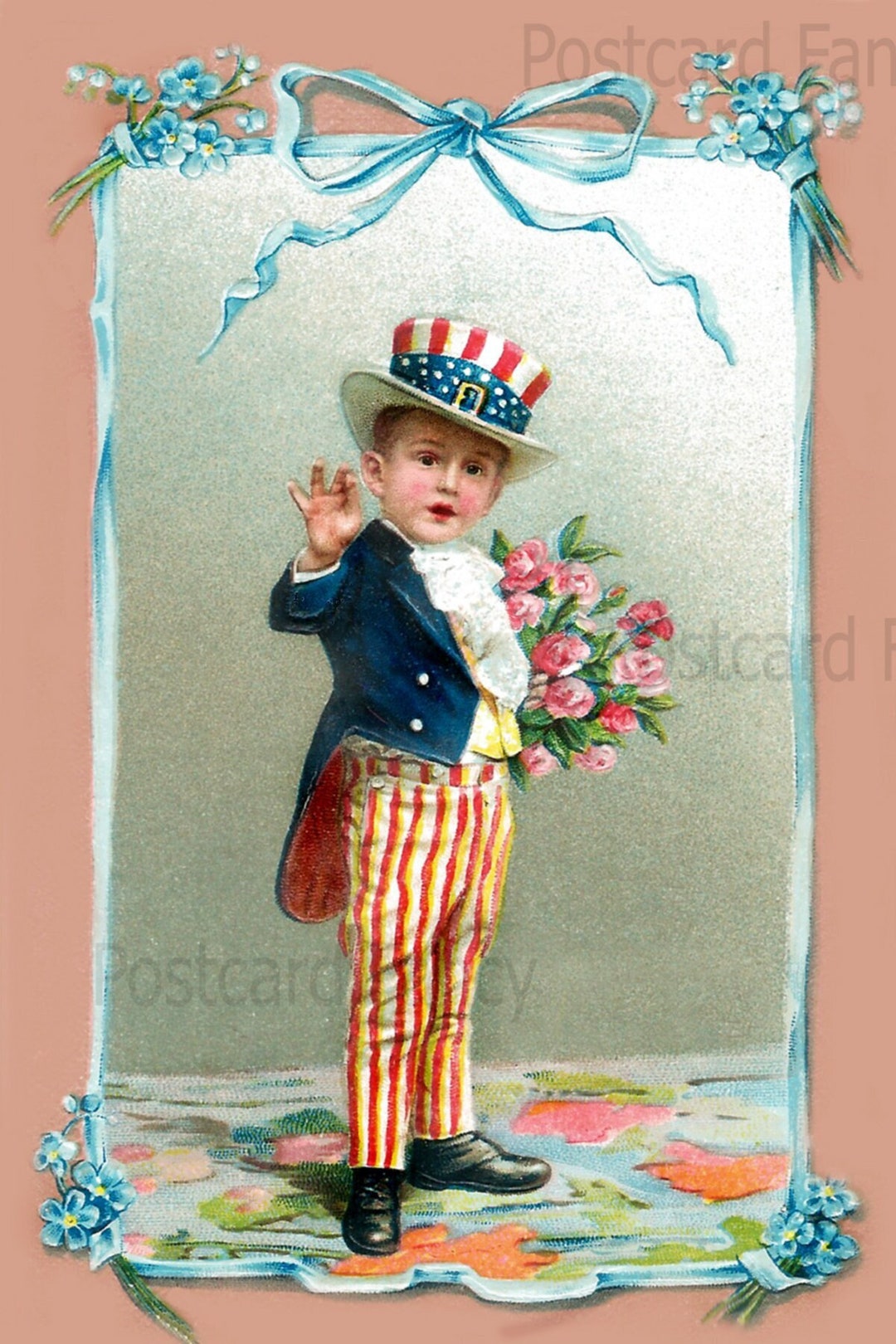 Young UNCLE SAM, Instant DIGITAL Download, Vintage Patriotic Postcard ...
