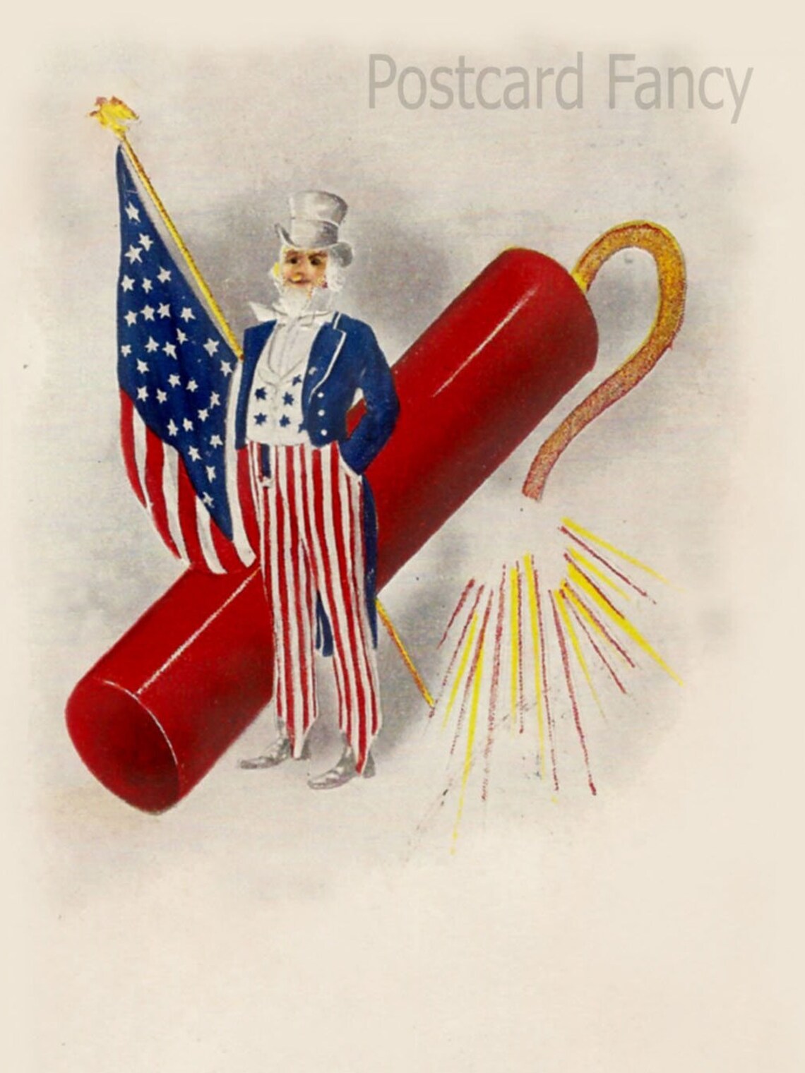 Uncle Sam, Giant Firecracker, Flag Border, Instant DIGITAL Download ...