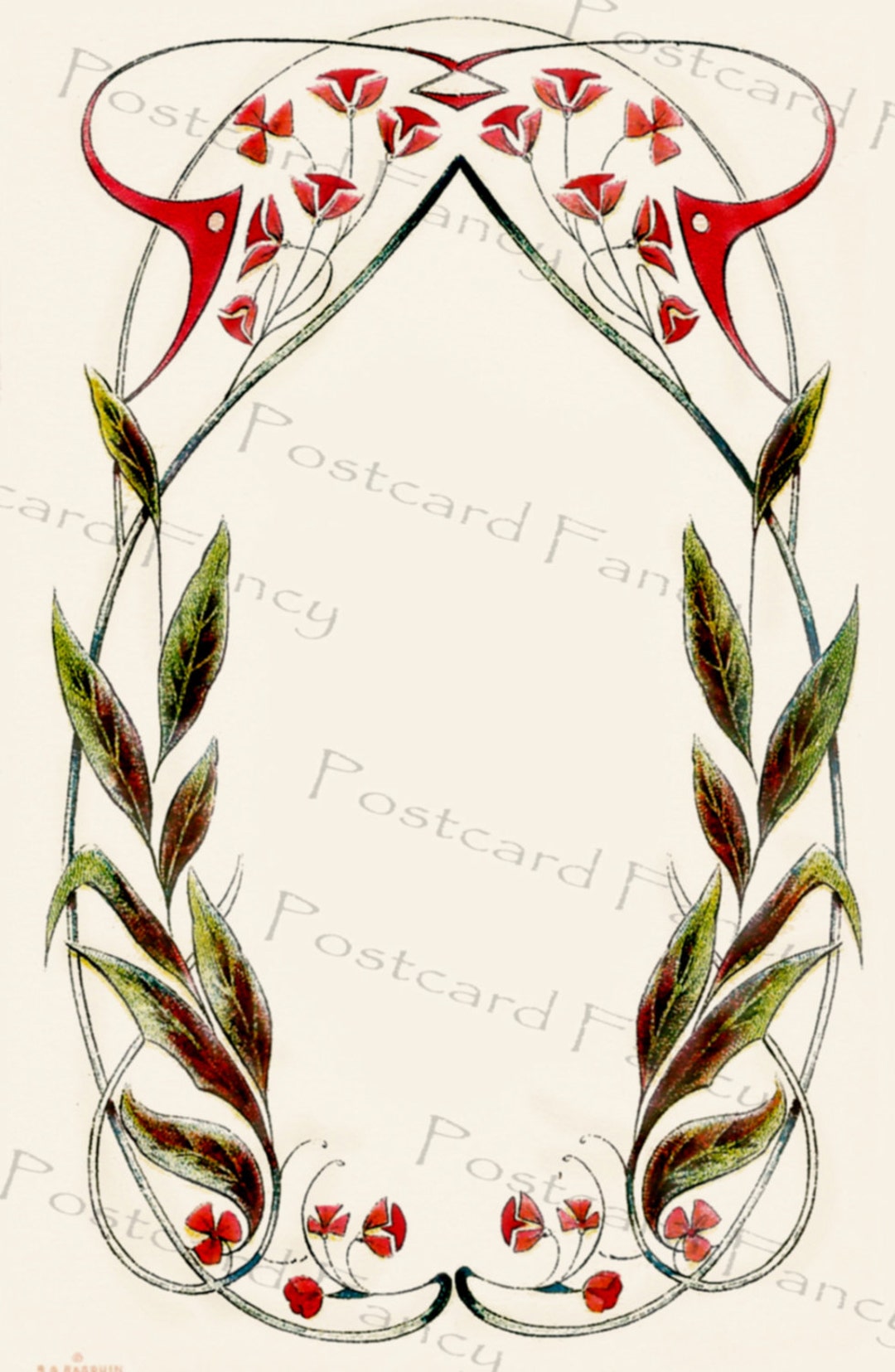 VINTAGE Flower Border ART Deco Illustration, Instant Digital Download ...
