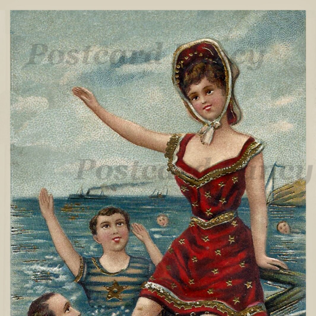 Vintage Bathing Beauty Postcard Instant Digital Download Etsy