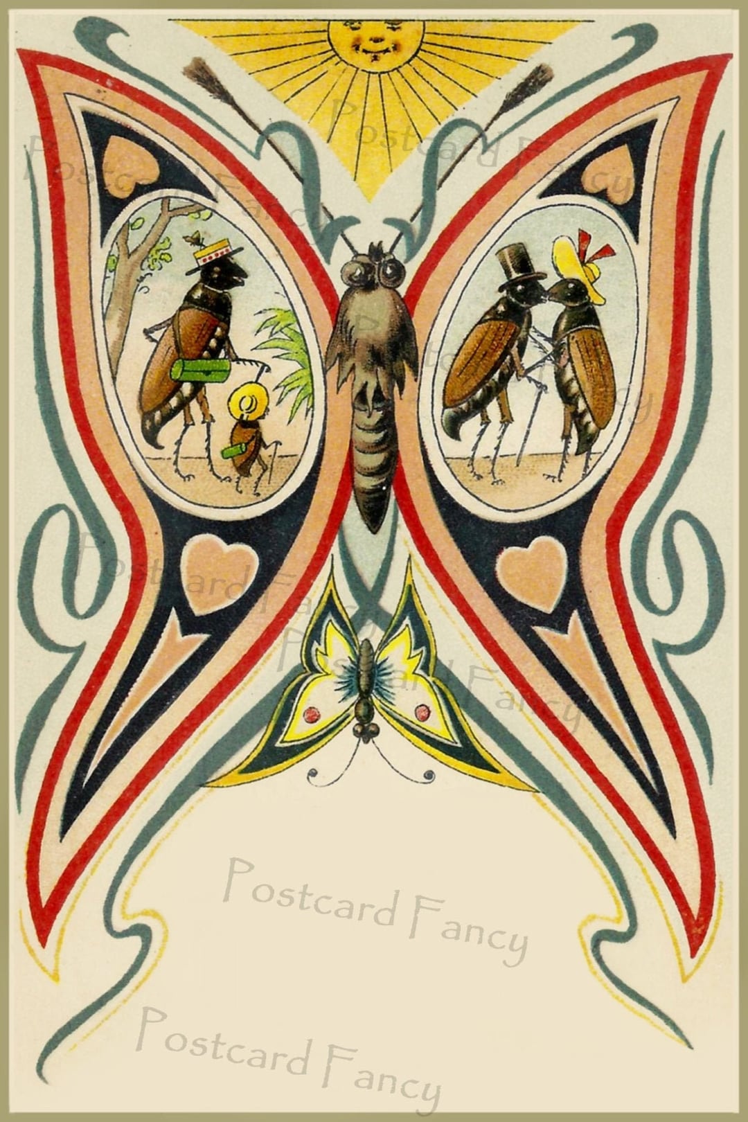 Fantasy Spring Beetles and Butterfly, Instant DIGITAL Download, Vintage ...