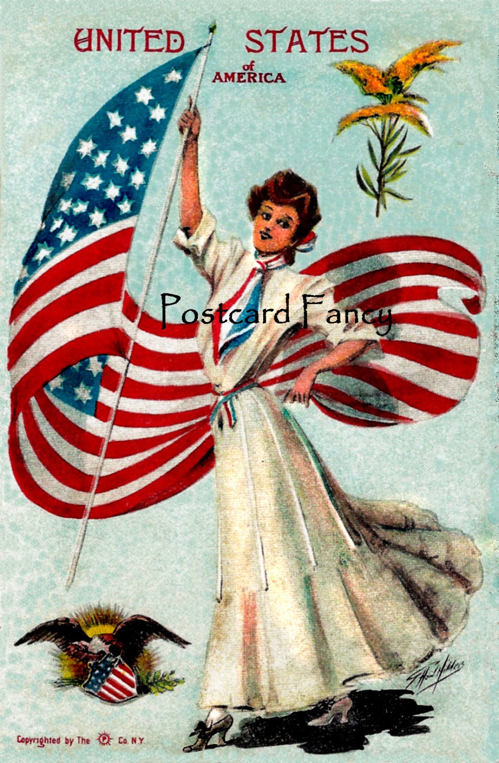 American Flag Postcards - Etsy