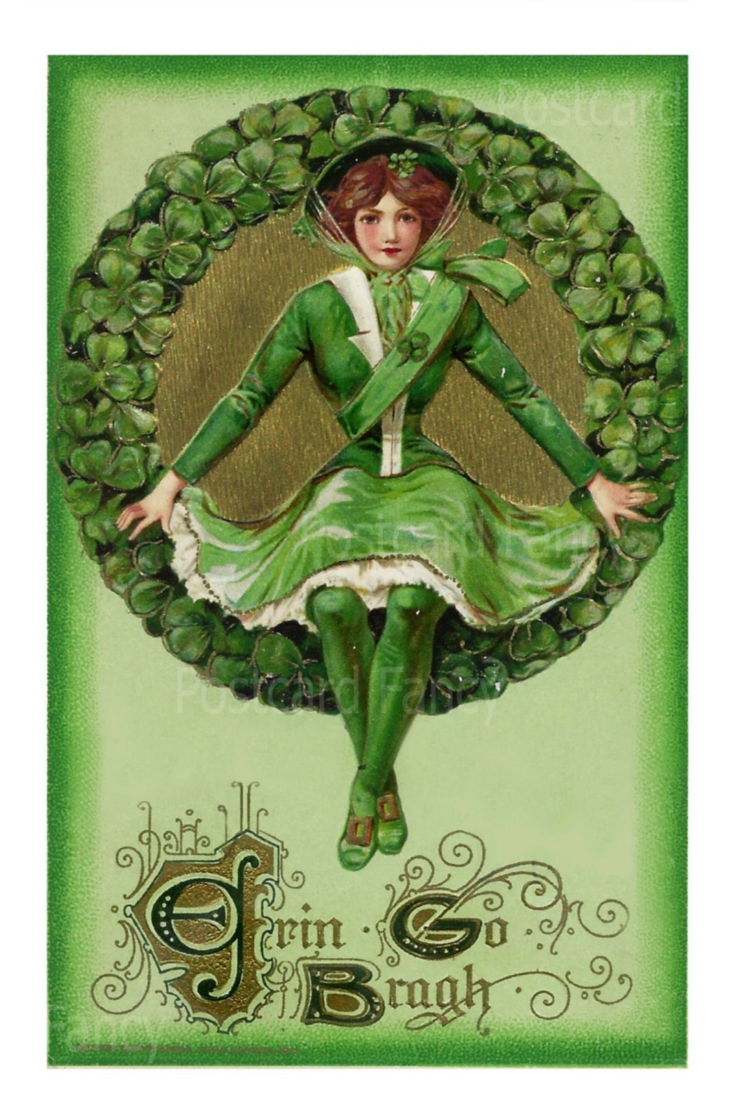 Pretty Irish Lady, Shamrock Wreath, Instant DIGITAL DOWNLOAD, St ...