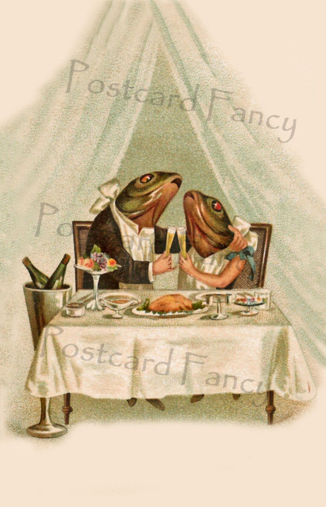 DEELIGHTFUL Dressed Frogs Champagne Toast, April Postcard, Instant ...