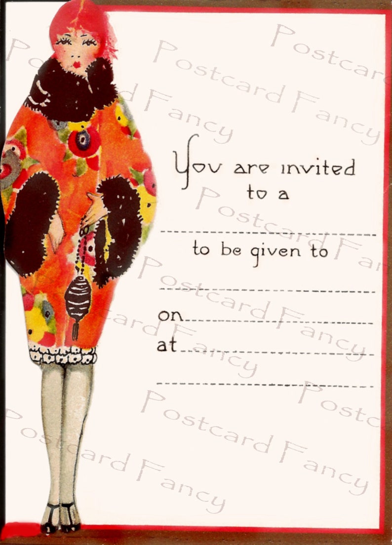 ART Deco Flapper Party Invite, Instant Digital Download, Vintage ...