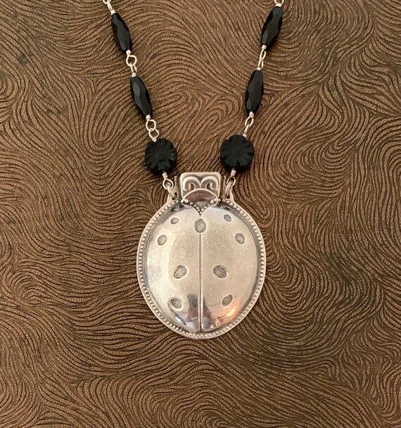 Vintage 1970s Sterling Silver Ladybug Whistle Necklac… - Gem