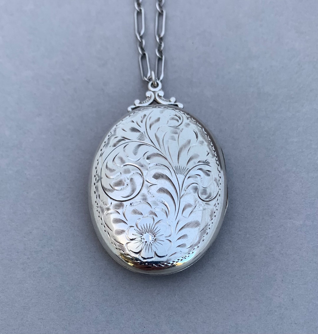 Vintage Extra Large Birks Sterling Silver Flower Oval Locket - Etsy