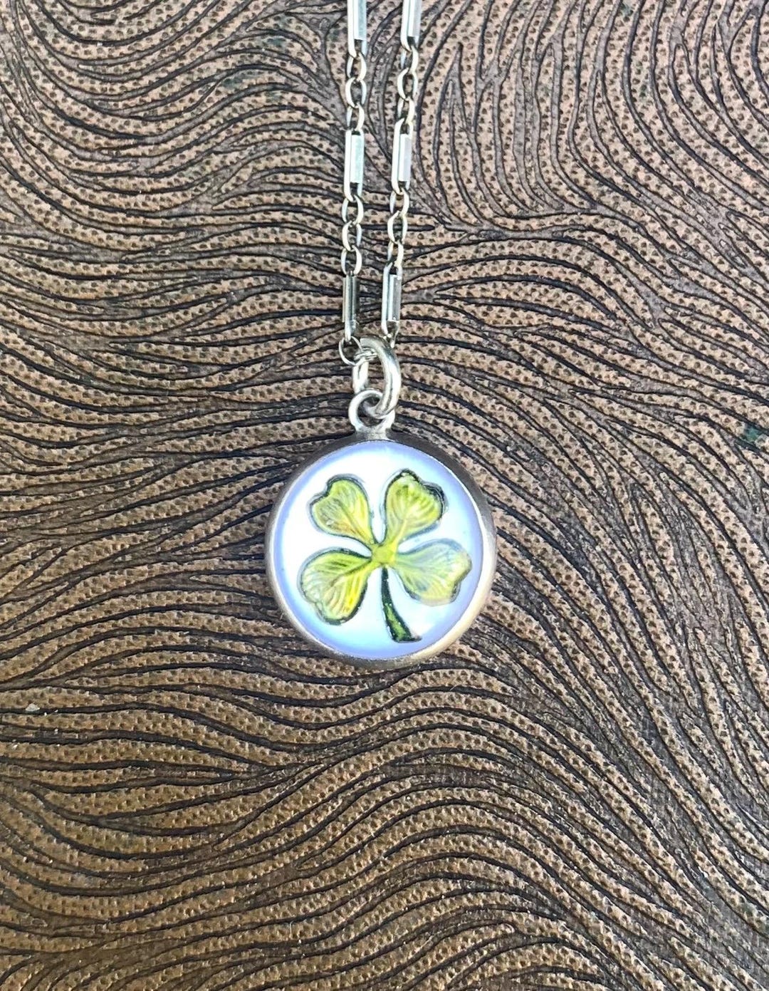 Vintage Sterling Silver Reverse Carved Four Leaf Clover Necklace ...