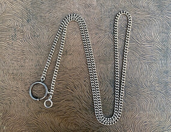 Antique Extra Large Niello Spring Ring with 28" New S… - Gem