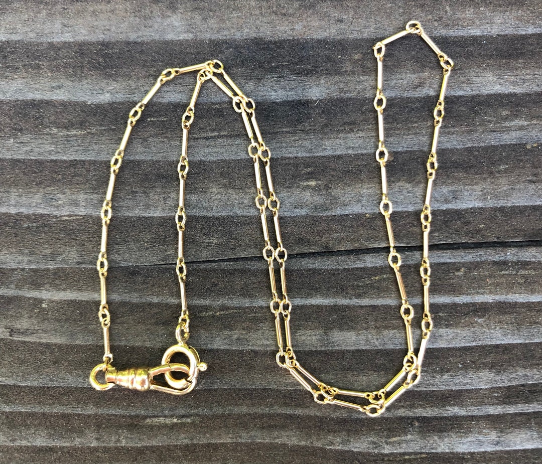 Vintage-style 18 Gold Fill Bar Link Chain Necklace - Etsy