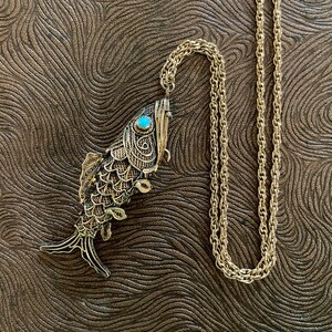 Vintage to Antique Gilt Silver Chinese Export Articulated Filigree Fish ...