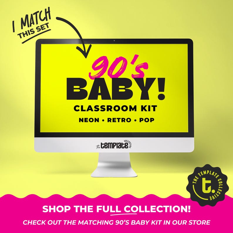 90’s Baby Calming Corner Posters • Retro Neon Classroom Theme • 90s ...