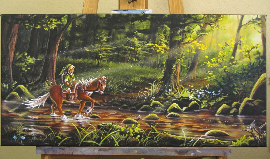 15x30 Video Game Art, Fan Art, Legend of Zelda, Link and Epona Limited ...