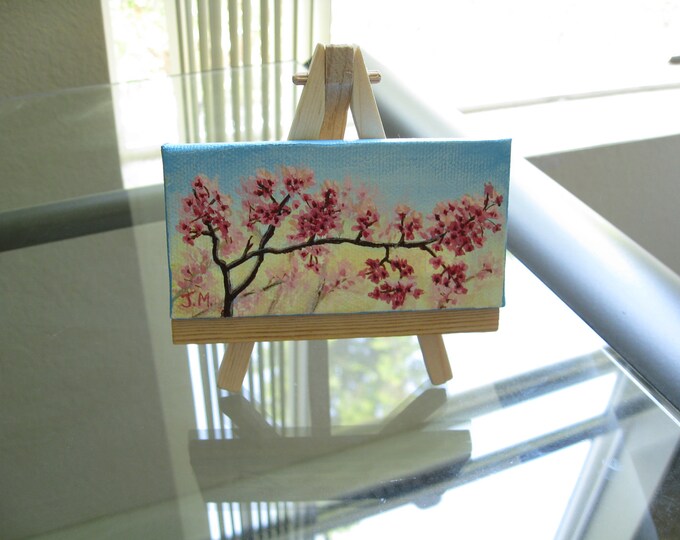 Original 2x4 Cherry Blossom Desktop Painting on Canvas by J. - Etsy