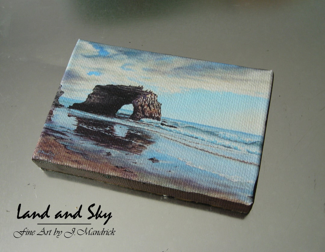 Mini Santa Cruz Beach Painting With Display Easel, Natural Bridges ...