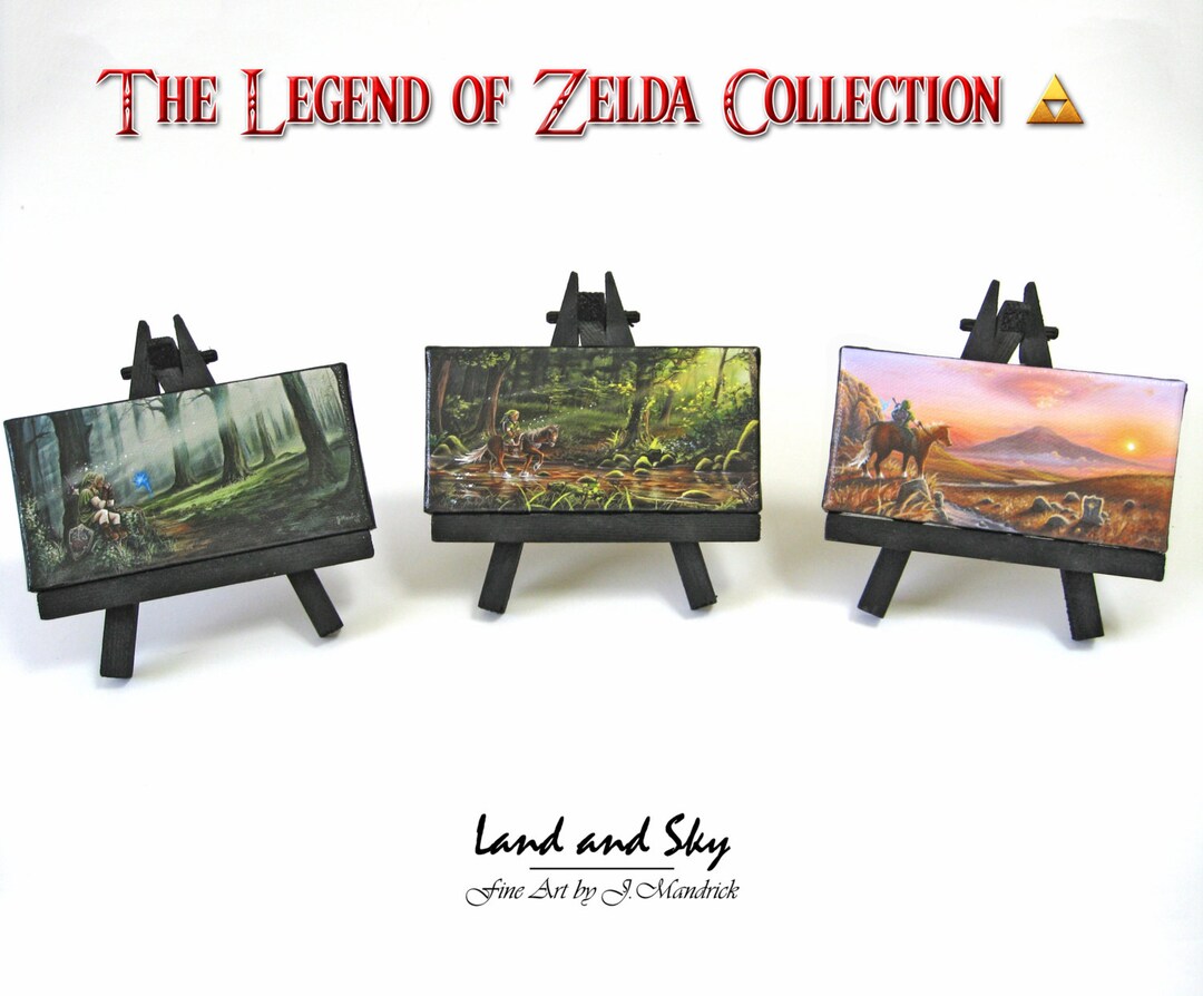 Mini Legend of Zelda Paintings With Display Easel, 3-pcs Collection Fan ...