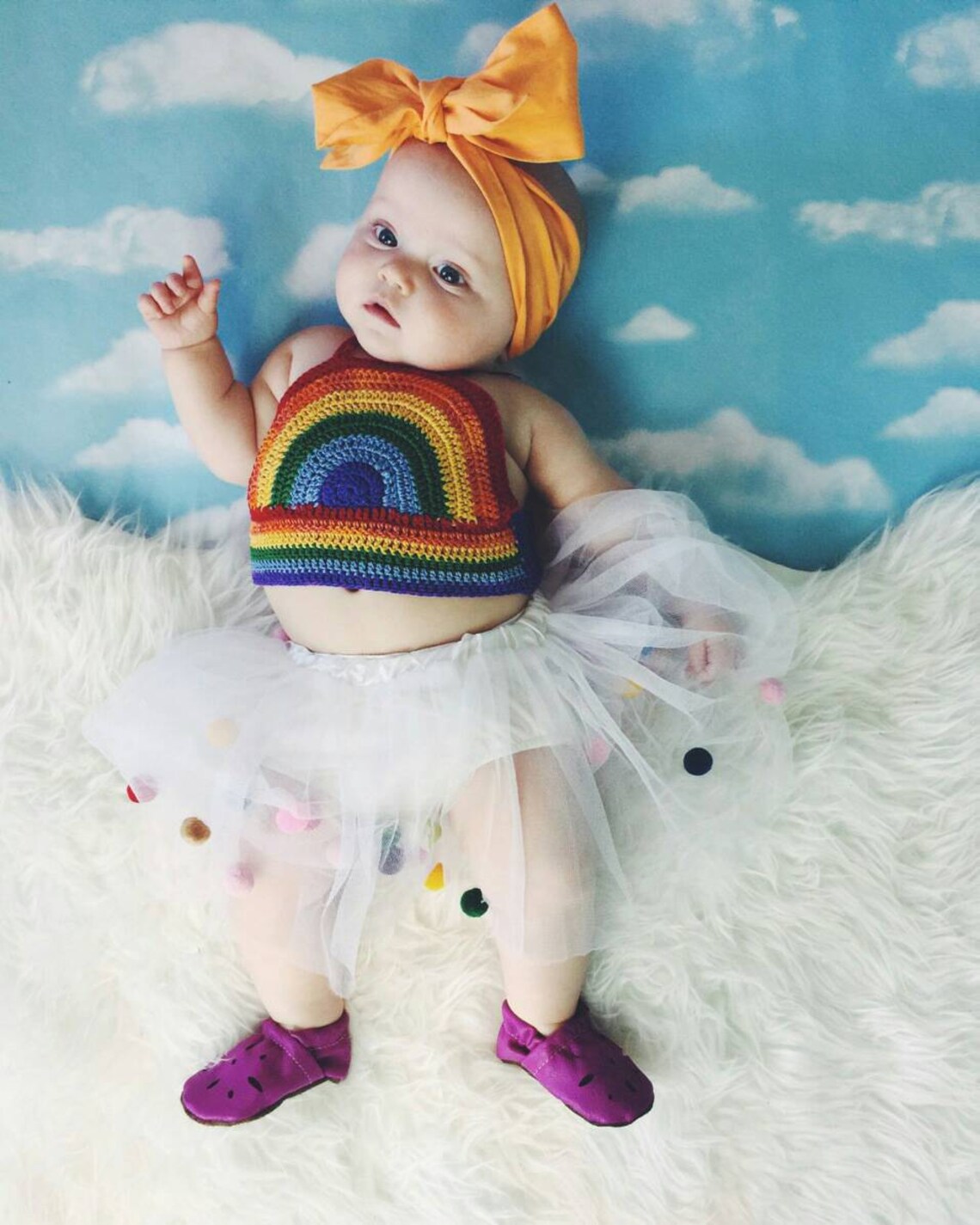 Crocheted Rainbow Halter Kids Crop Top Girls Rainbow Top - Etsy