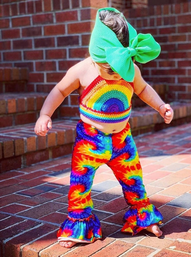 Crocheted Rainbow Halter, Kids Crop Top, Girls Rainbow Top, Baby Summer ...