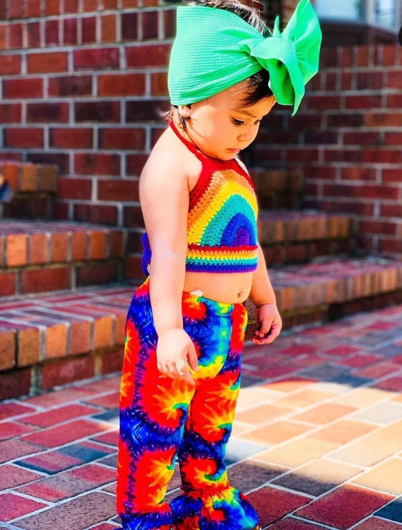 Crocheted Rainbow Halter, Kids Crop Top, Girls Rainbow Top, Baby Summer ...