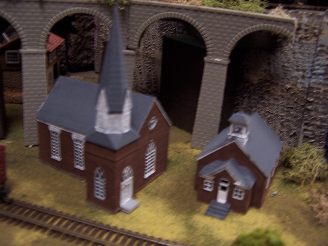 Z Scale Building Gunnisonville Church and School Set Lot - Etsy