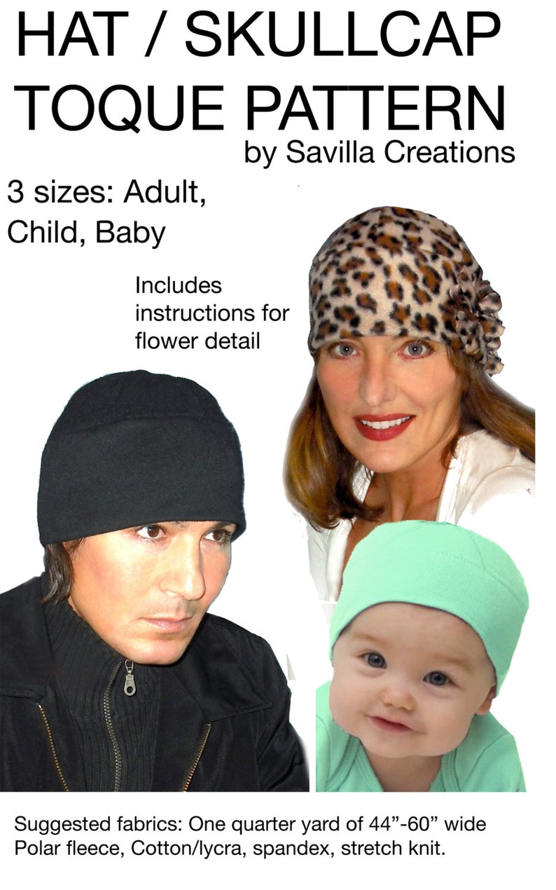 Hat Pattern for Toque/skullcap. 3 Sizes: Adult, Child, Baby - Etsy