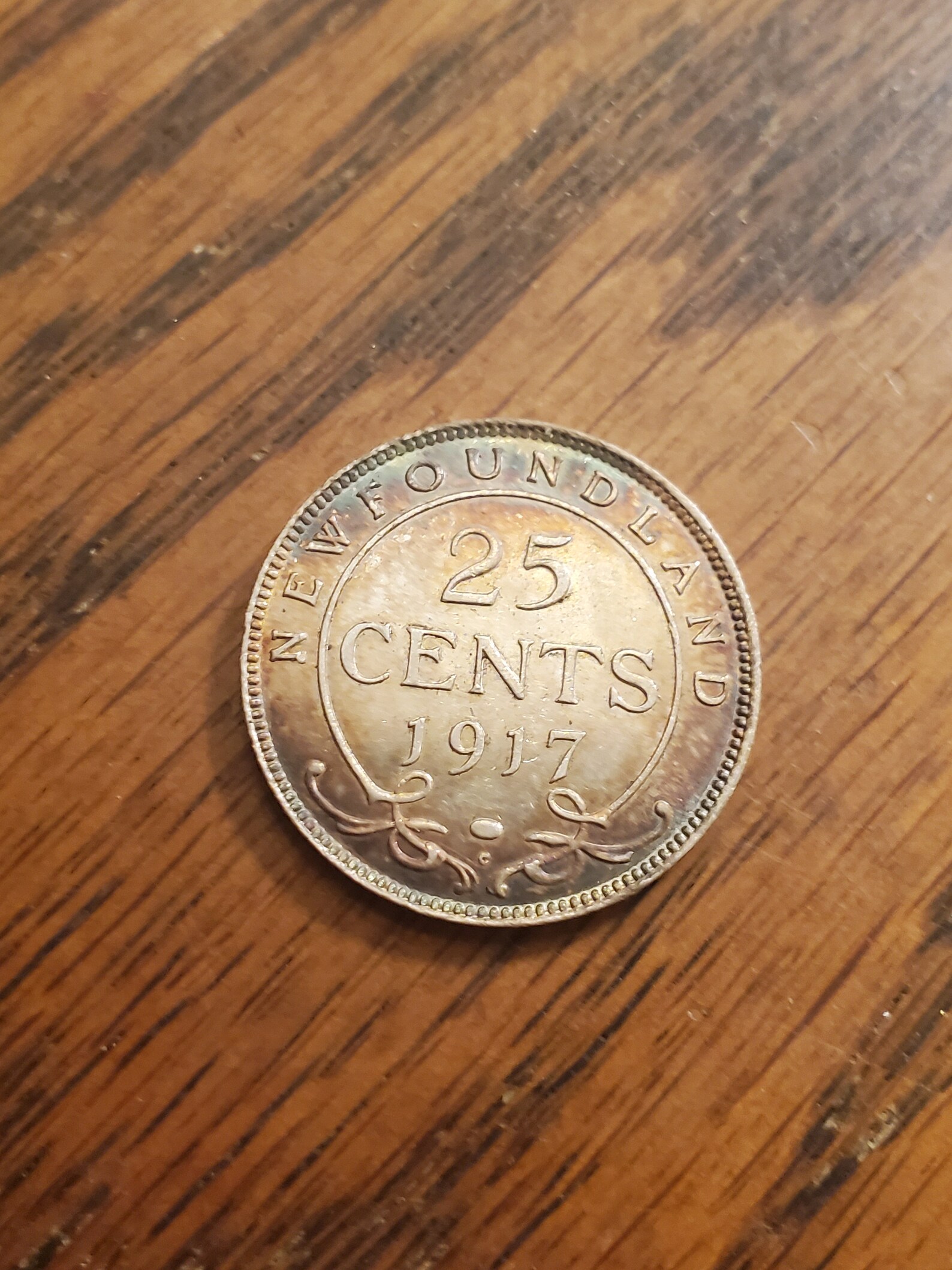 1917 Newfoundland 25 Cent SILVER Rainbowed Tinting Scarce - Etsy