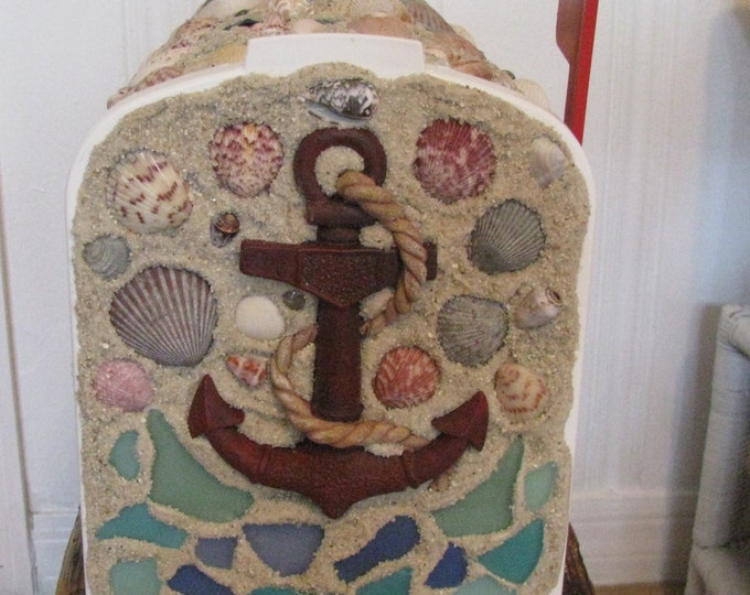 Anchor Seashell Mailbox post Mount Mailbox beach Mailbox - Etsy