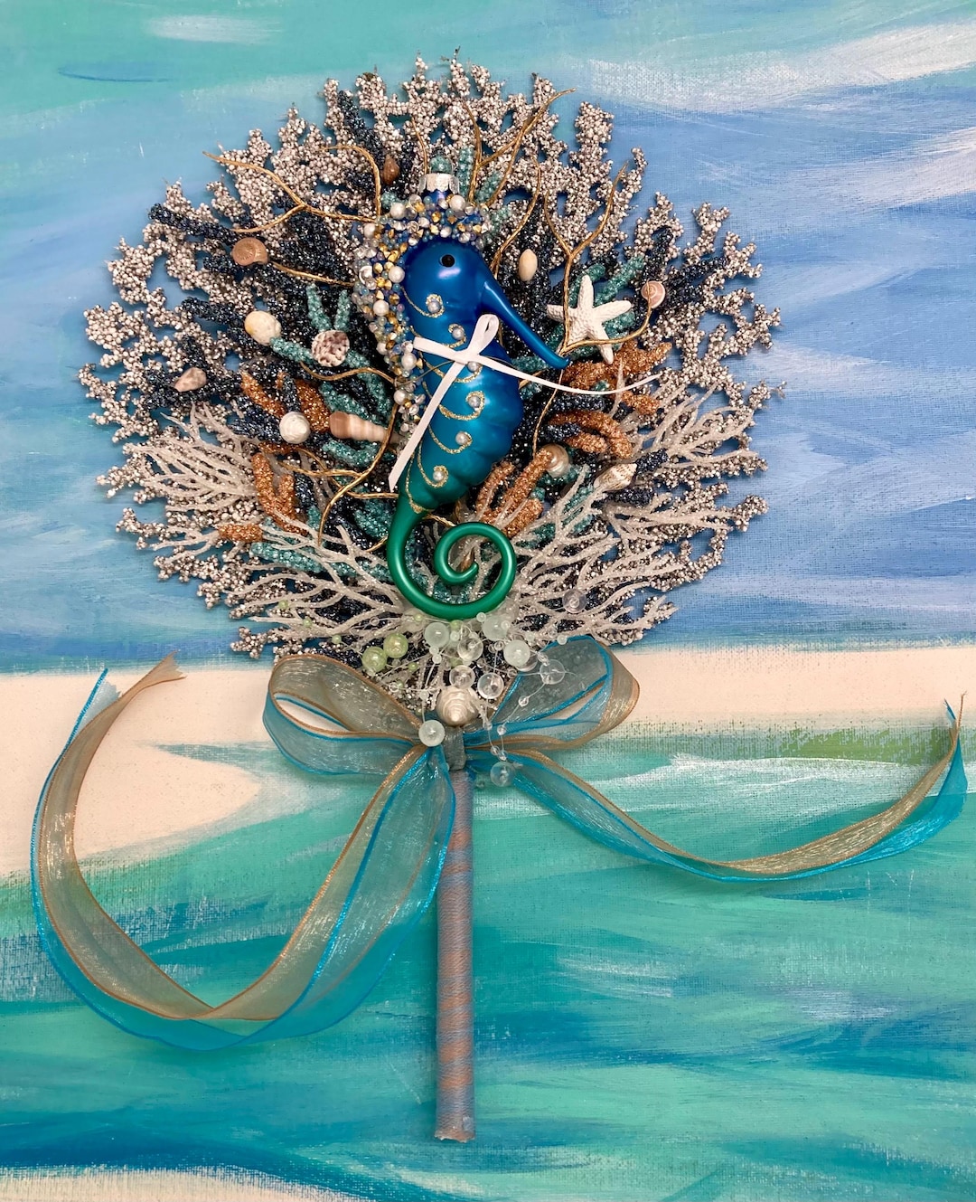 Coastal Beach Christmas Tree Topper Seahorse Tree Topper Seashell Tree ...