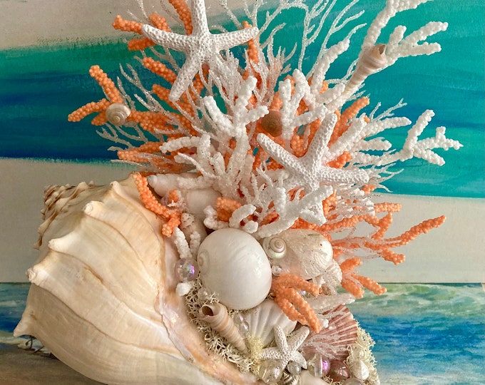 Coastal Seashell Whelk Shell Arrangement - Etsy