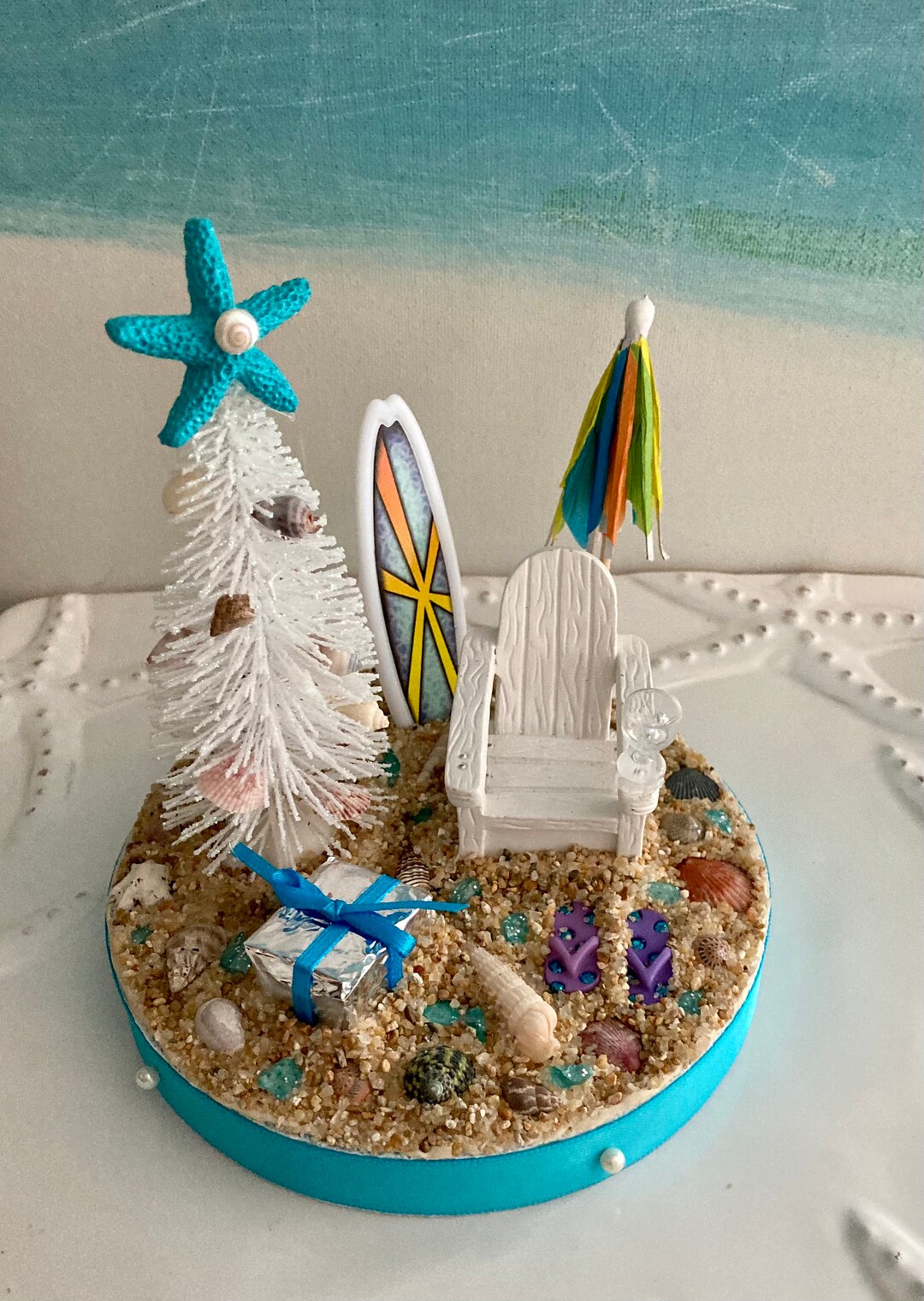 Desk Top Christmas Beach Adirondack Chair Christmas Tree--surf Board ...