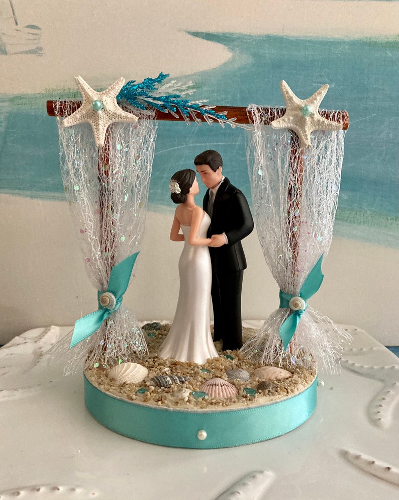 Arch Pergola Arbor Beach Wedding Cake Topper~Bride and Groom on a Beach ...