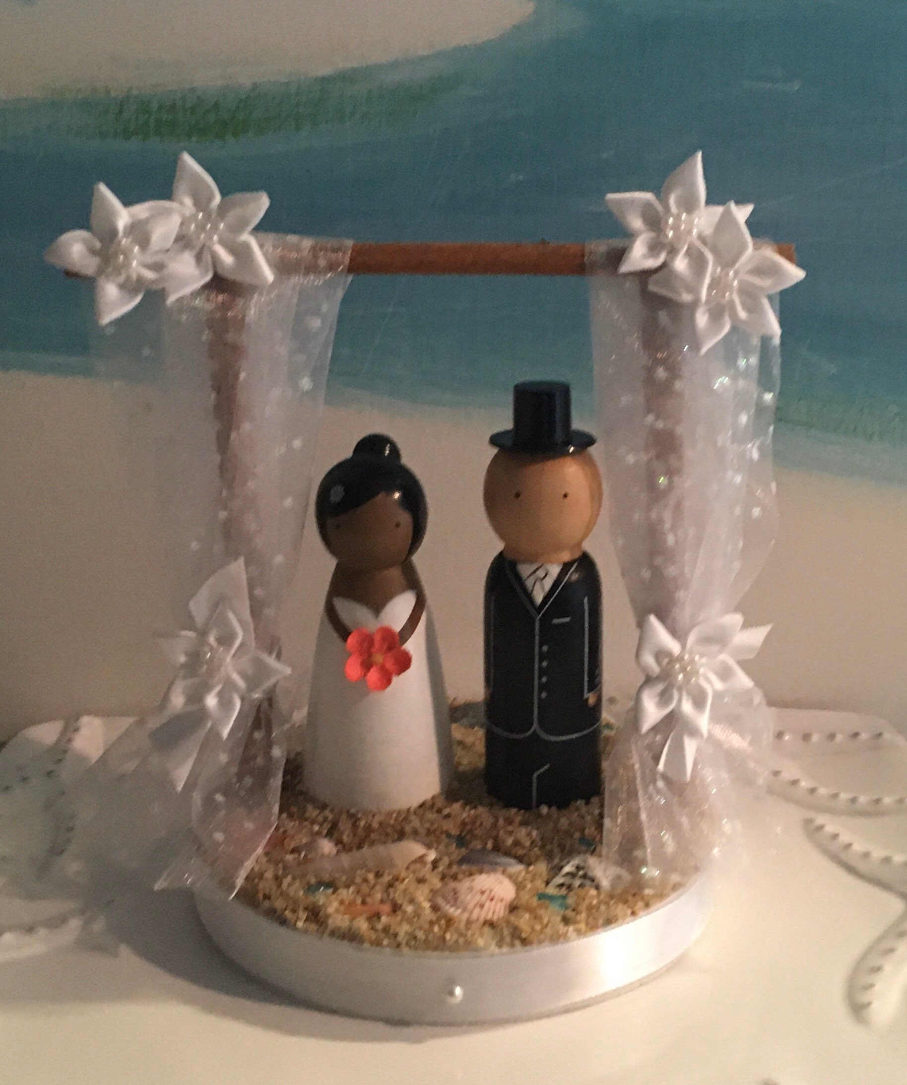Arch Pergola Arbor Beach Wedding Cake Topper~Bride and Groom on a Beach ...