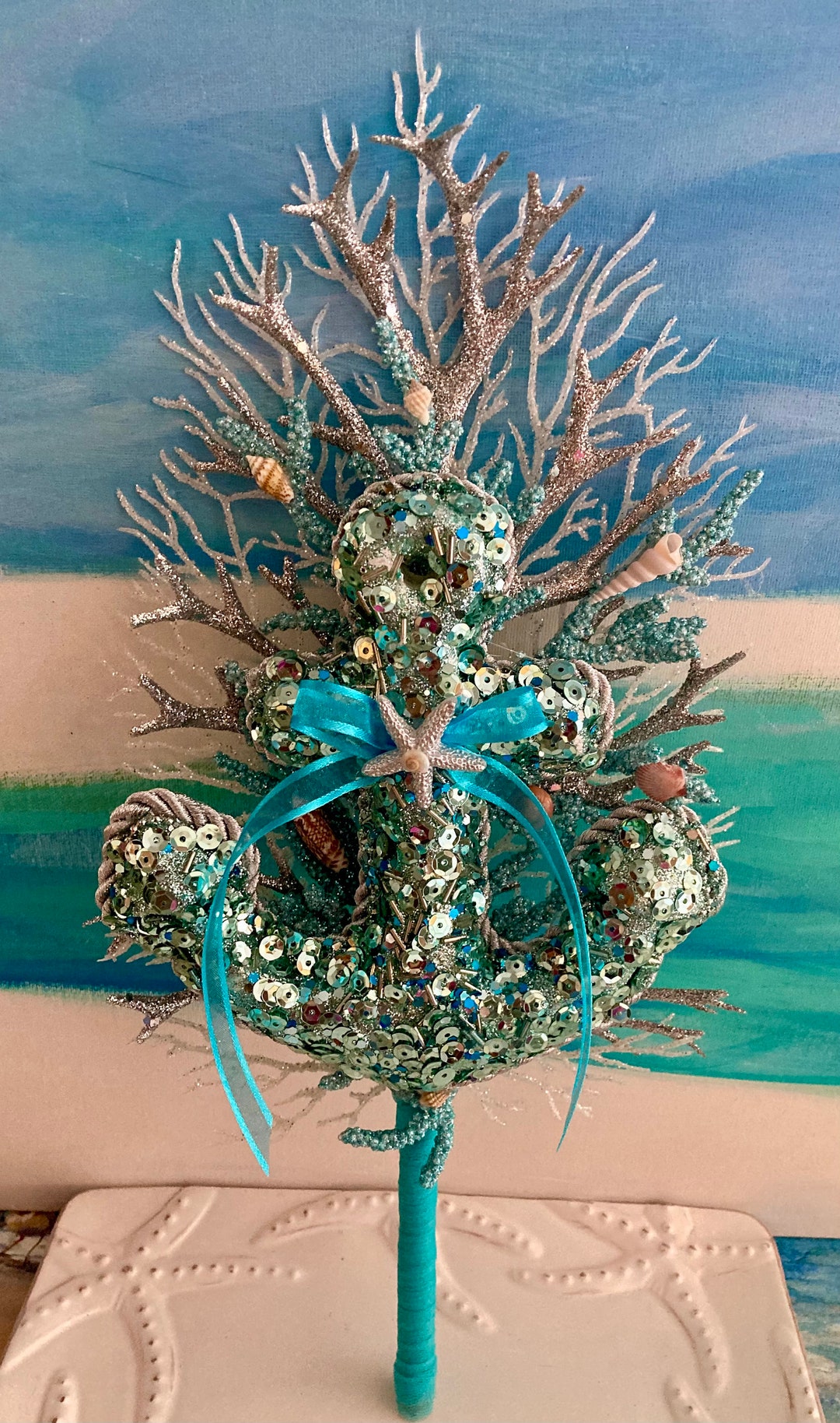 Anchor Tree Topper ~ Coastal Beach Tree Topper ~ Seashell Tree Topper ...