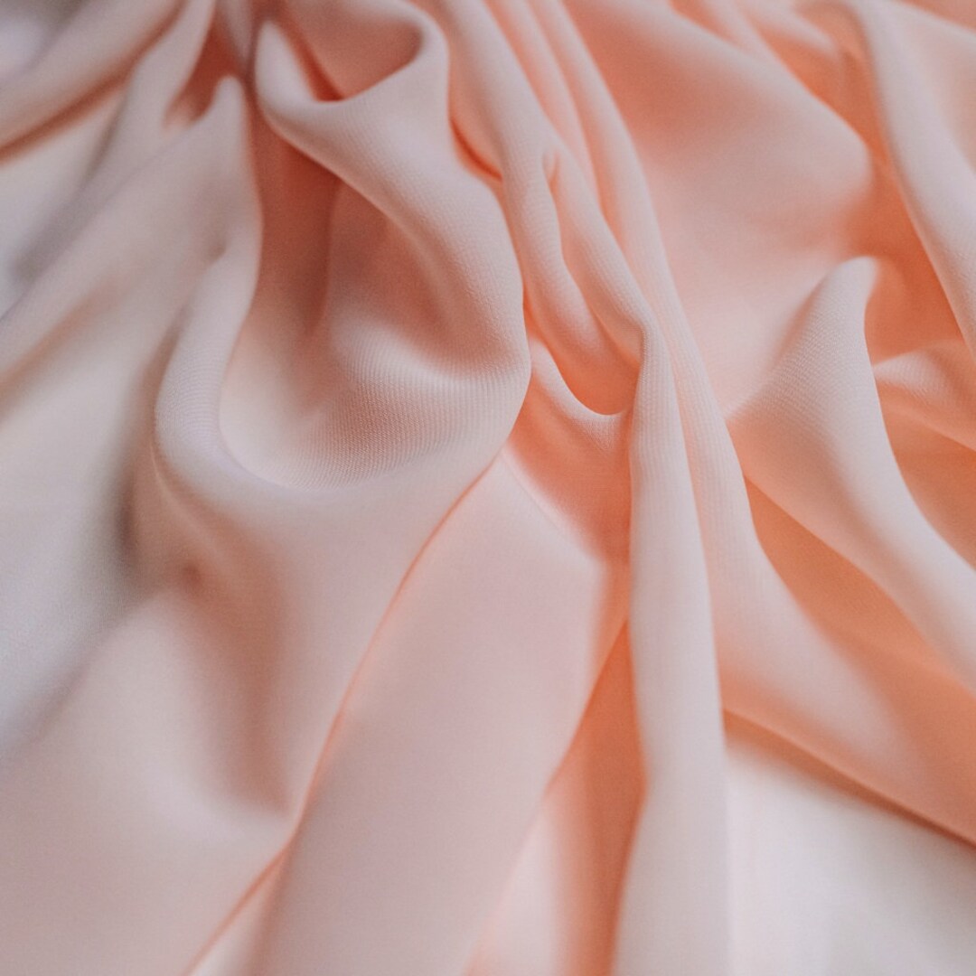 Pastel Peach Coloured Polyester Sheer Chiffon Dress Fabric - Sold by ...