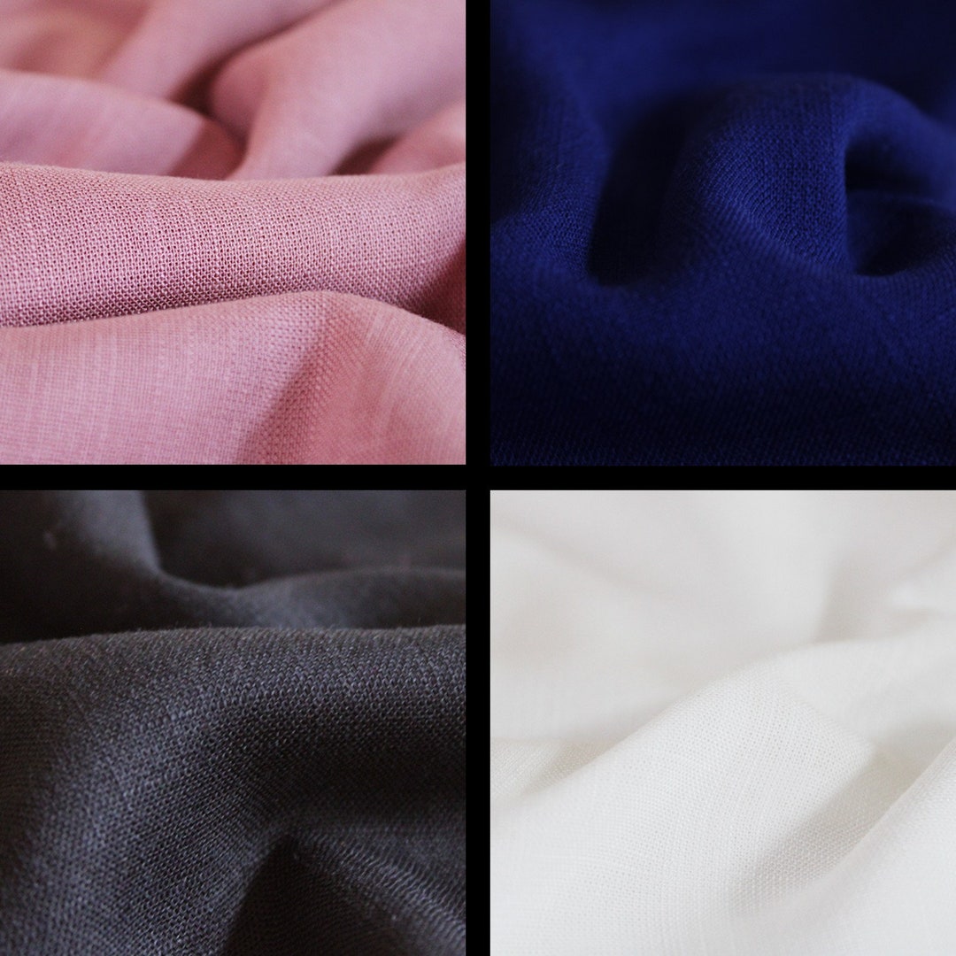 Woven Viscose Stretch Slub Fabric for Dressmaking - Navy Blue, Ivory ...