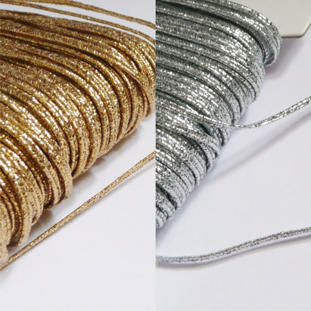 Russia Braid 3mm Wide - Soutache Cord - Gold or Silver Metallic Lurex ...