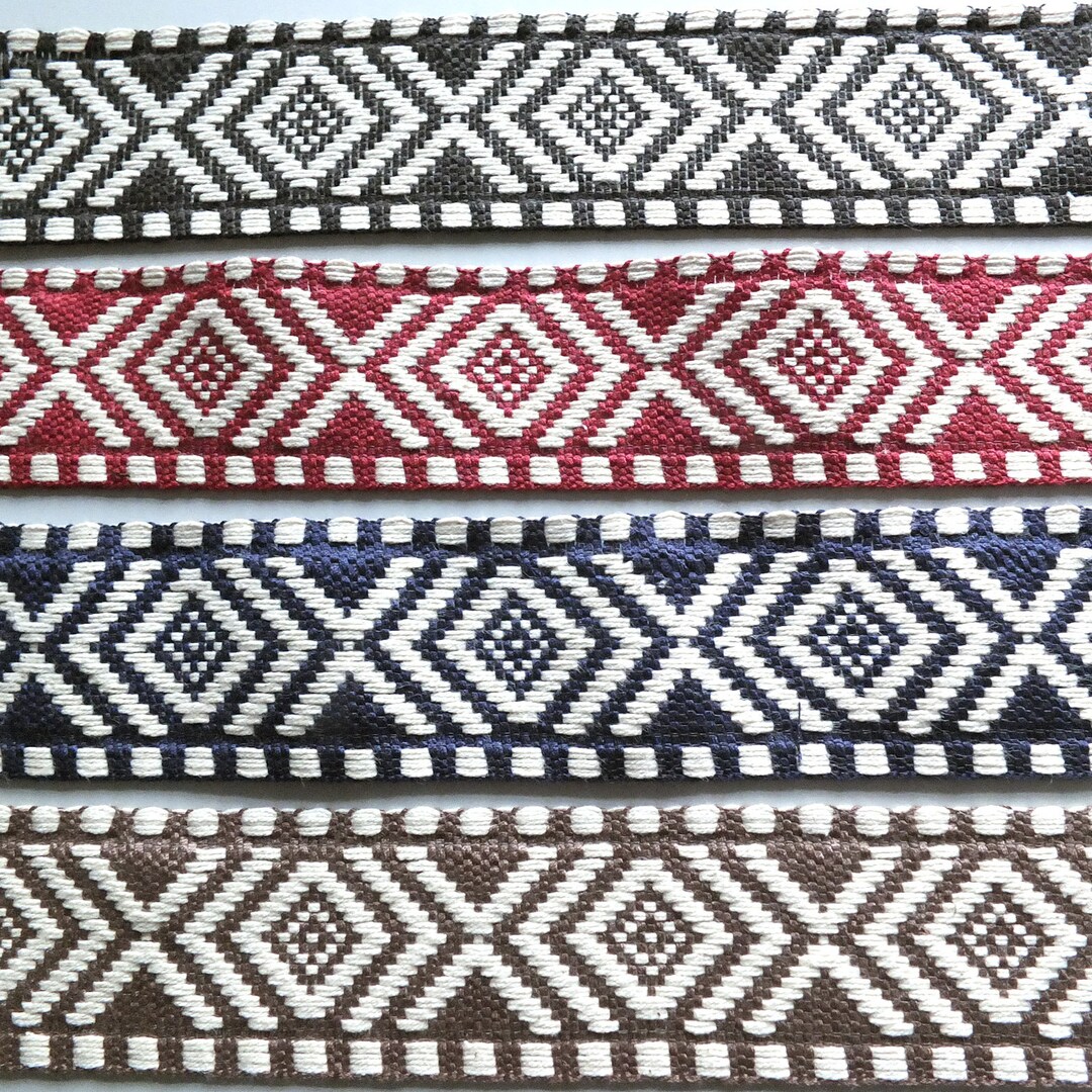 Two Tone Jacquard Woven Fashion Trim 36mm Wide 1 1/2" Tribal Nomad ...