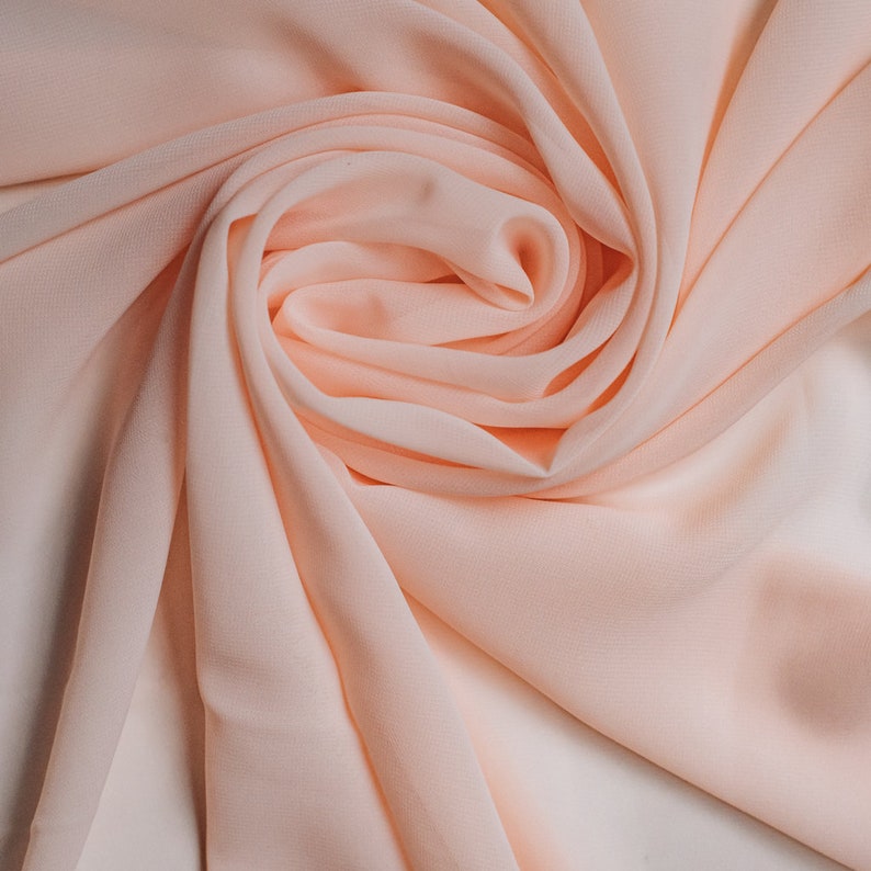 Pastel Peach Coloured Polyester Sheer Chiffon Dress Fabric | Etsy