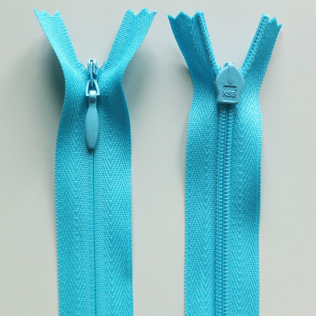 Pale Light Turquoise Blue Invisible Concealed Zip 55cm 22 Inch Long ...