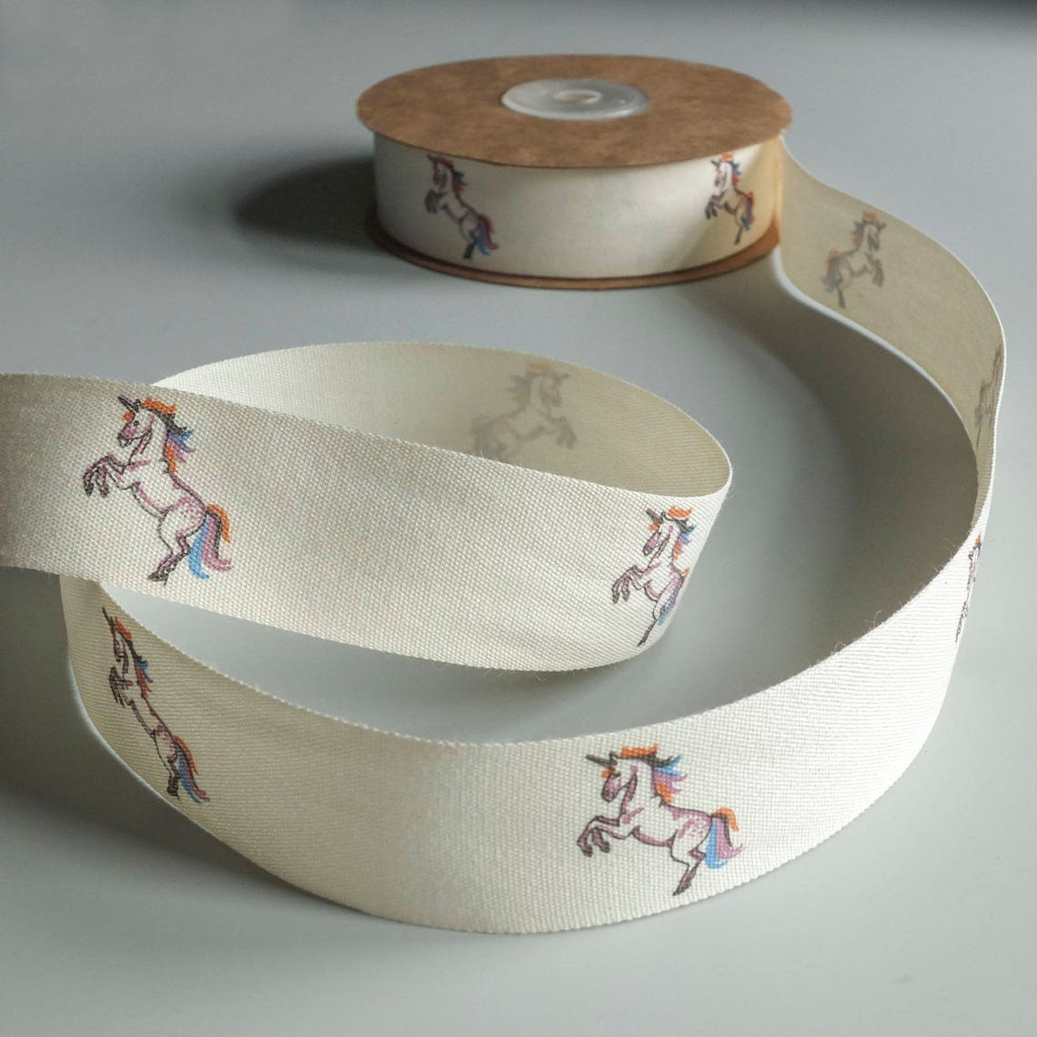 2 Metres of Cotton Woven Ribbon Tape Printed With Unicorns | Etsy