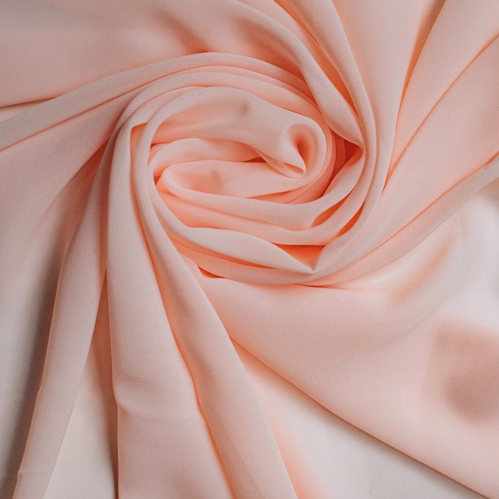 Pastel Peach Coloured Polyester Sheer Chiffon Dress Fabric - Etsy UK