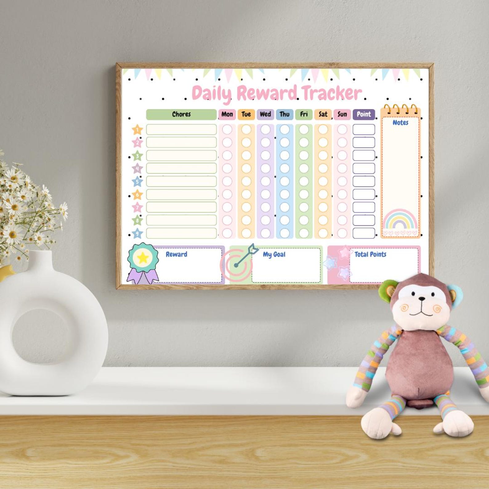 Kids Reward Chart Printable | Daily Behavior Tracker, Goal Setting ...