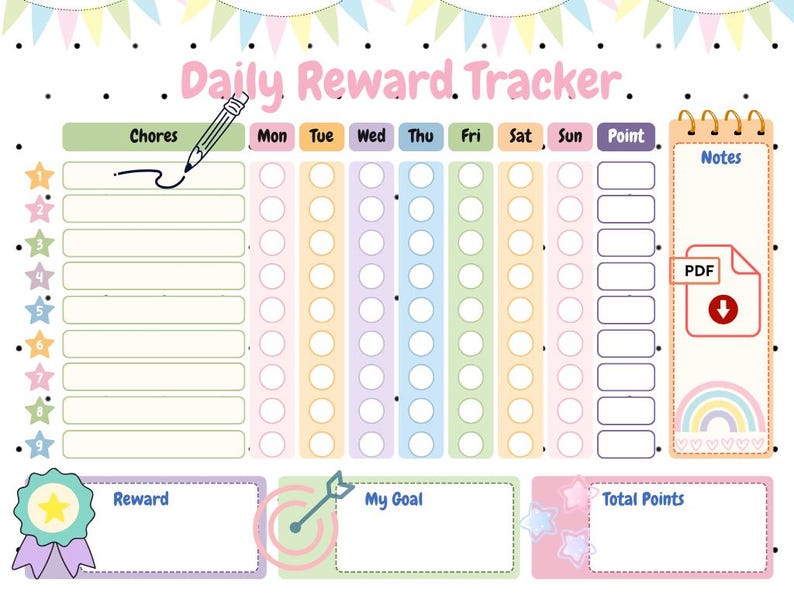 Kids Reward Chart Printable | Daily Behavior Tracker, Goal Setting ...