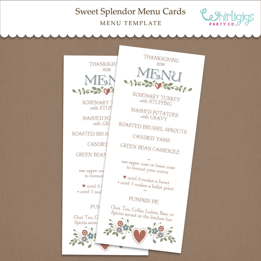 Menu Template - Printable Editable Event Menu PDF File - Etsy