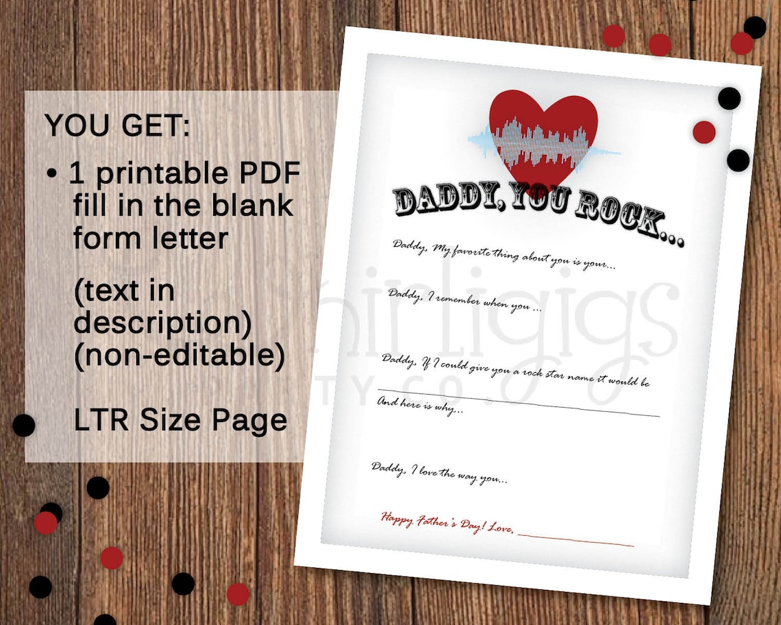 Letter to Dad Fathers Day Printable Write a Message to Dad - Etsy