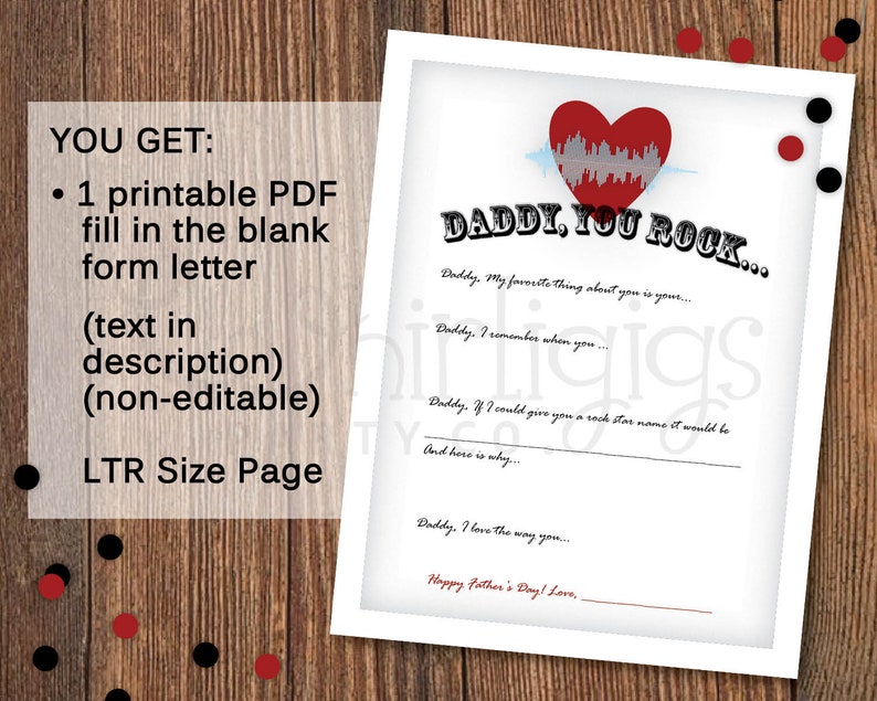 Letter to Dad Fathers Day Printable Write a Message to Dad - Etsy